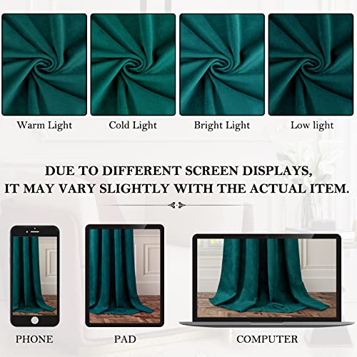 HOMEIDEAS Emerald Green Velvet Curtains 84 inches Long 2 Panel Heavy Duty Dark Green Curtains for Living Room Thermal Insulated Grommet Window Curtains for Bedroom