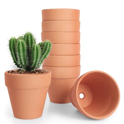 FCFKUK 4 inch Terracotta Clay Pots, 27 Pack Clay Flower Pots with Drainage, Great for Plants, DIY, Crafts, Wedding