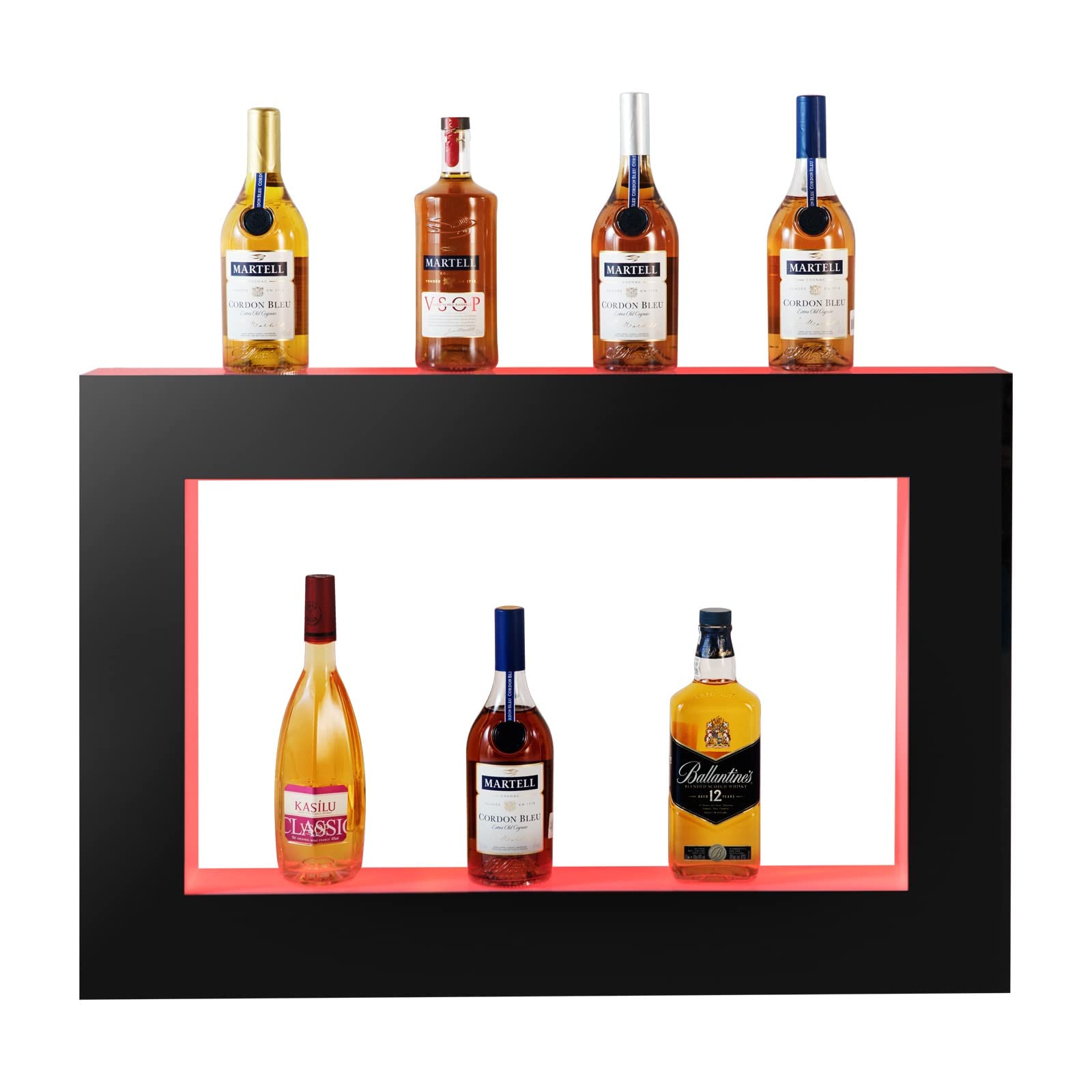 COSVALVE 3 Step Lighted Liquor Bottle Display Shelf, 16 Inch 20 Color Illuminated Bar Bottle Shelf 3-Tier Commercial Home Bar Bottle Display Drinks Acrylic Lighting Shelves with 44-Key Remote Control