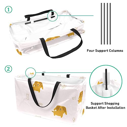 Funny Animal Print Large Capacity Laundry Organizer Tote Bag - Reusable and Foldable Oxford Cloth Shopping Bags