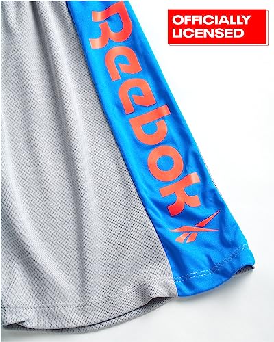 Reebok Boys' Active Shorts Set - 2 Piece Performance T-Shirt and Basketball Gym Shorts (8-12), Size 8, Electric Blue/Light Grey