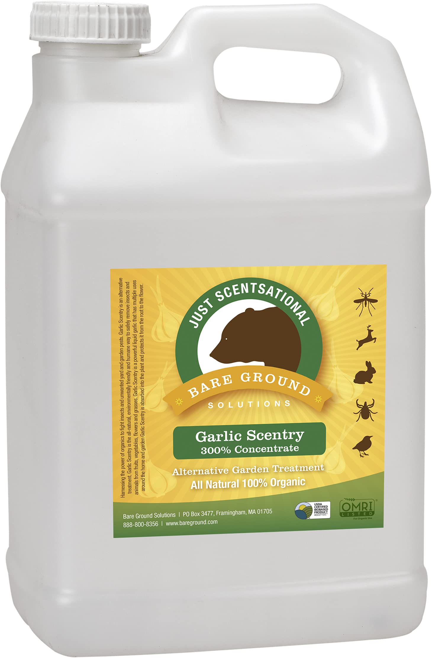 Just Scentsational Bare Ground Solutions GAR-2.5P All Natural Liquid Garlic Barrier, 320 oz (2.5 Gallon),
