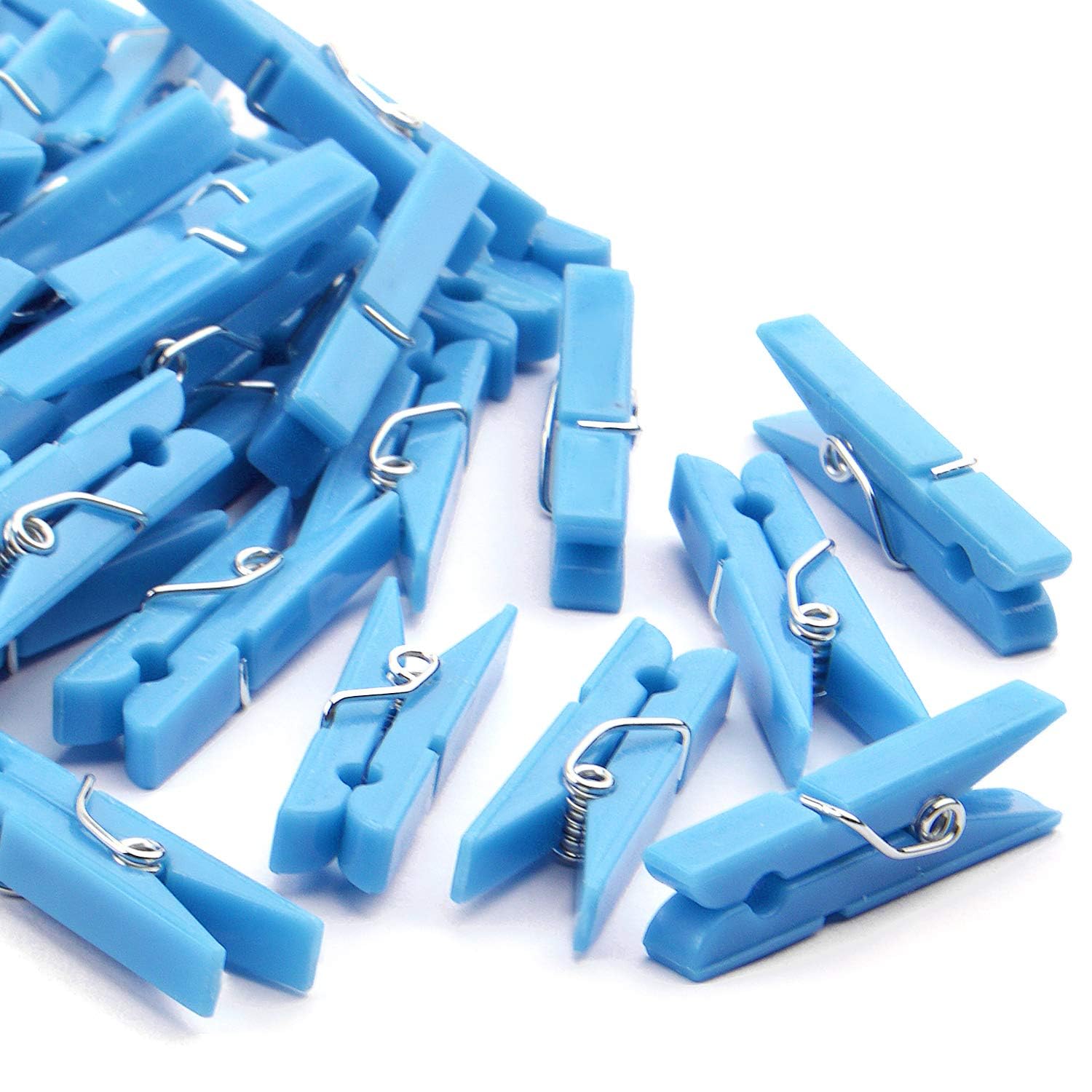 Jdesun 50 Pieces Photo Clips,Mini Plastic Picture Paper Clip Clothespins Peg for Office,Home,Arts(Blue)