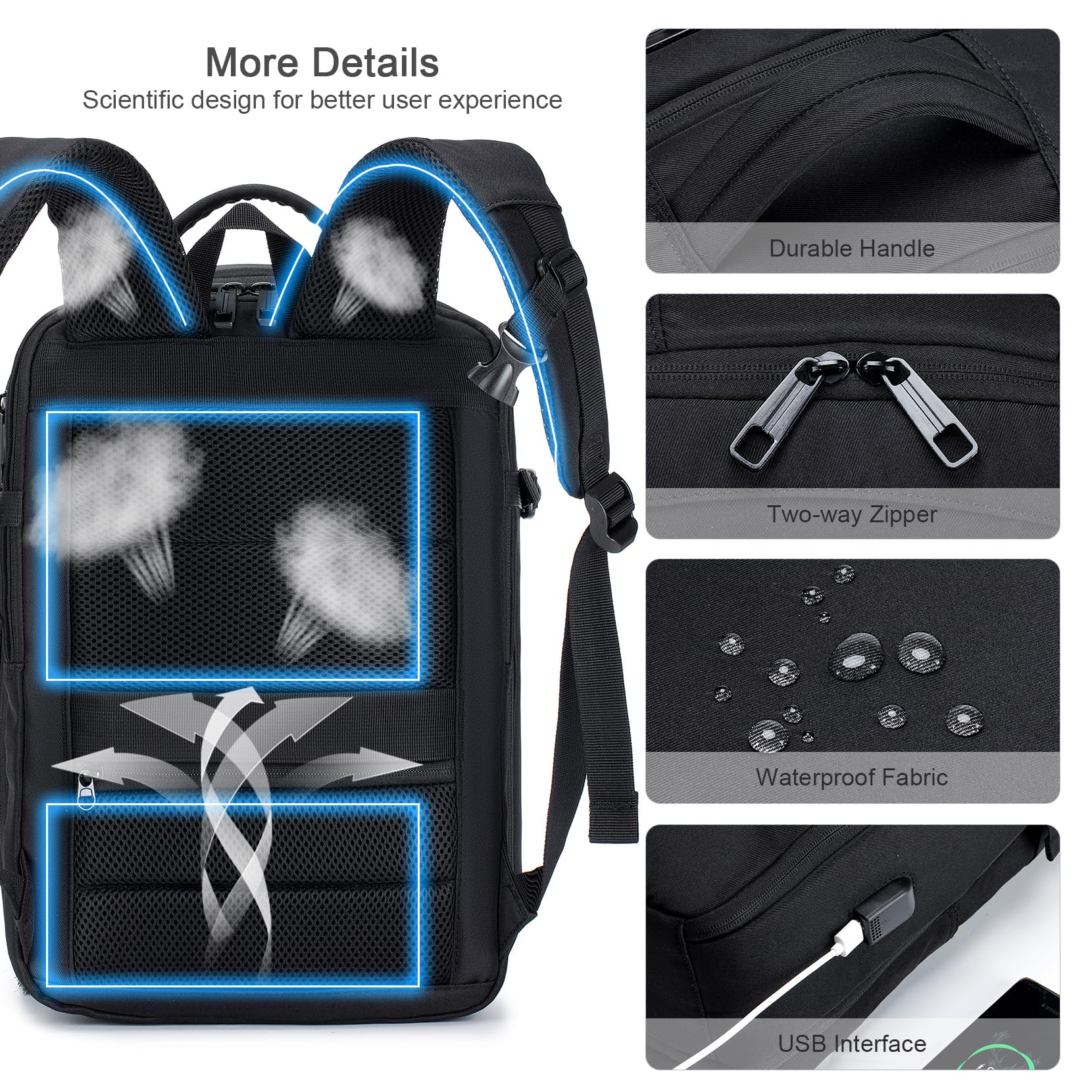 COSCOOA Expandable Travel Backpack for Men Women 15.7x7.8x9.8 Inch 20L Small Flight Approved Carry On Backpack 15.6 Inch Laptop College Daypack Weekender Bag