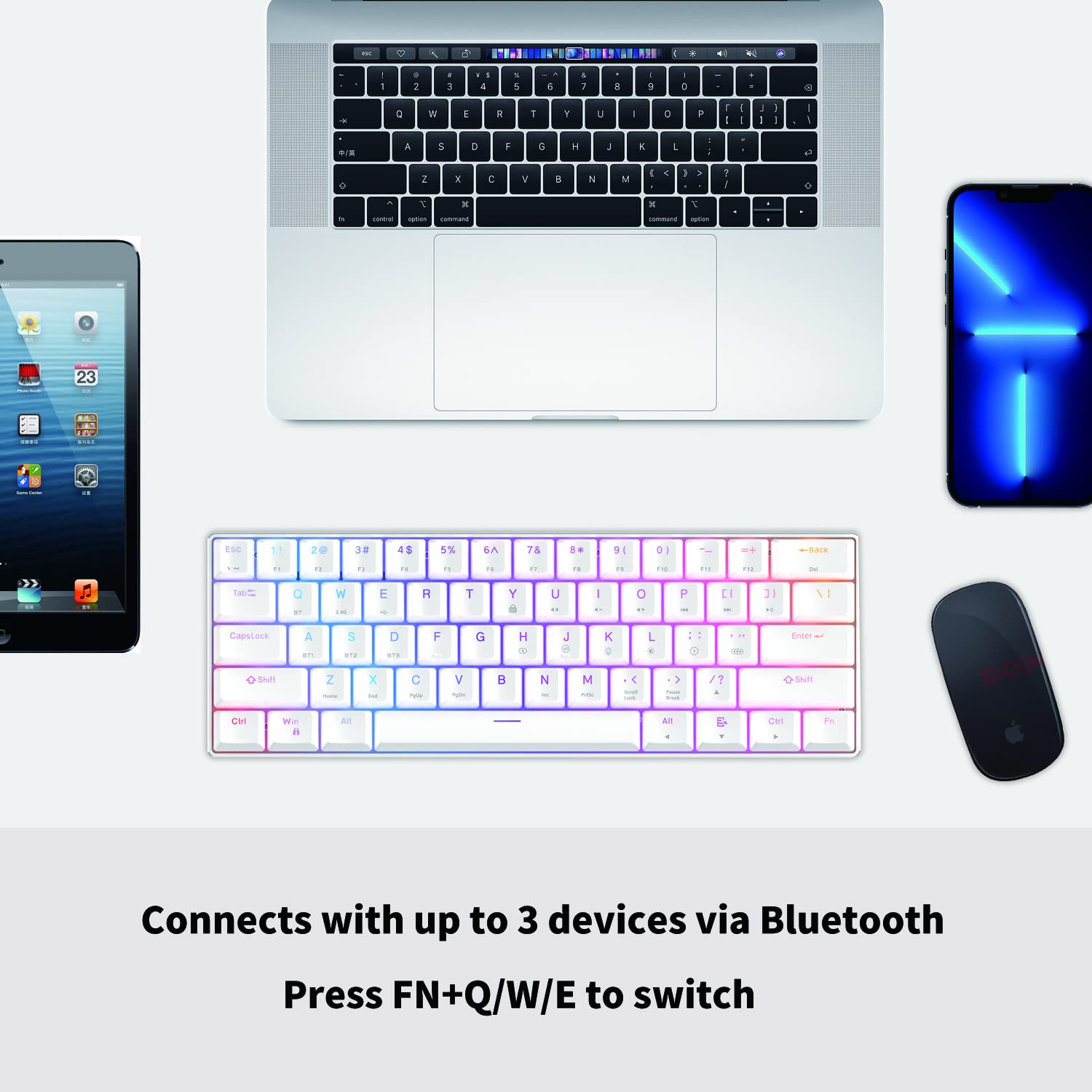 CIY AK61 Hot-Swappable Mechanical Keyboard with CNC Aluminum Case, RGB Wireless/Wired Gaming Keyboard, Double Shot Keycaps,2000mAh Battery(Gateron Yellow Switch)