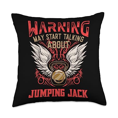 Witty Bodybuilding Exercise Healthy Lifting Jumping Jack Funny Workout Humor Gym Fitness Health Throw Pillow, 18x18, Multicolor
