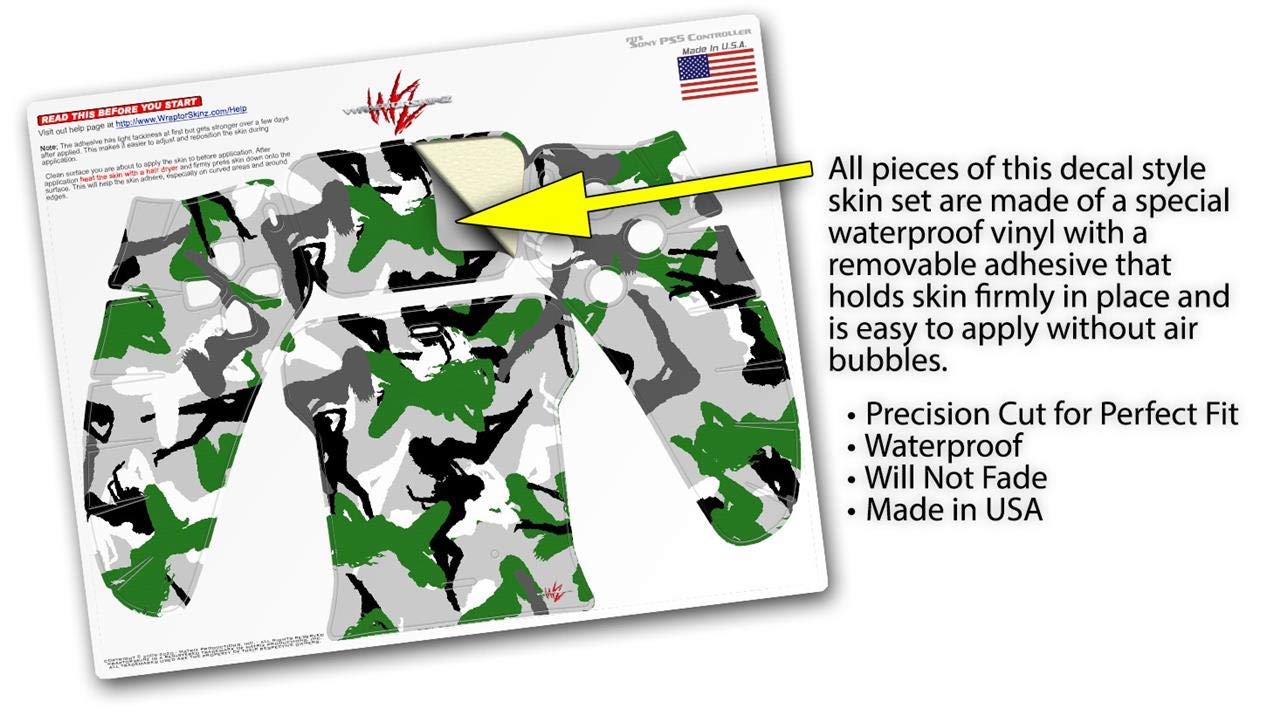 WraptorSkinz Skin Wrap compatible with Sony PS5 DualSense Controller Sexy Girl Silhouette Camo Green (CONTROLLER NOT INCLUDED)