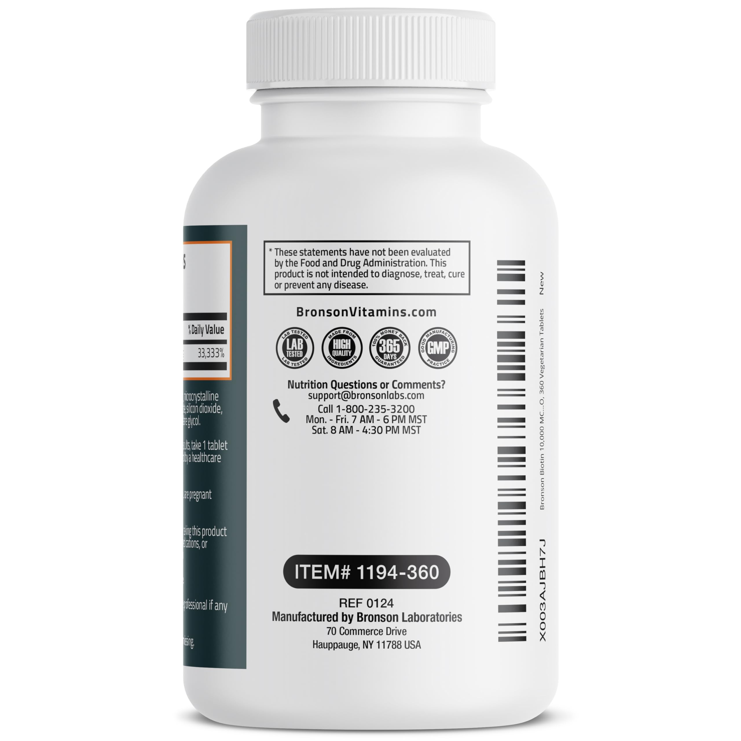 Bronson Biotin 10,000 MCG Supports Healthy Hair, Skin & Nails & Energy Production - High Potency Beauty Support - Non-GMO, 360 Vegetarian Tablets