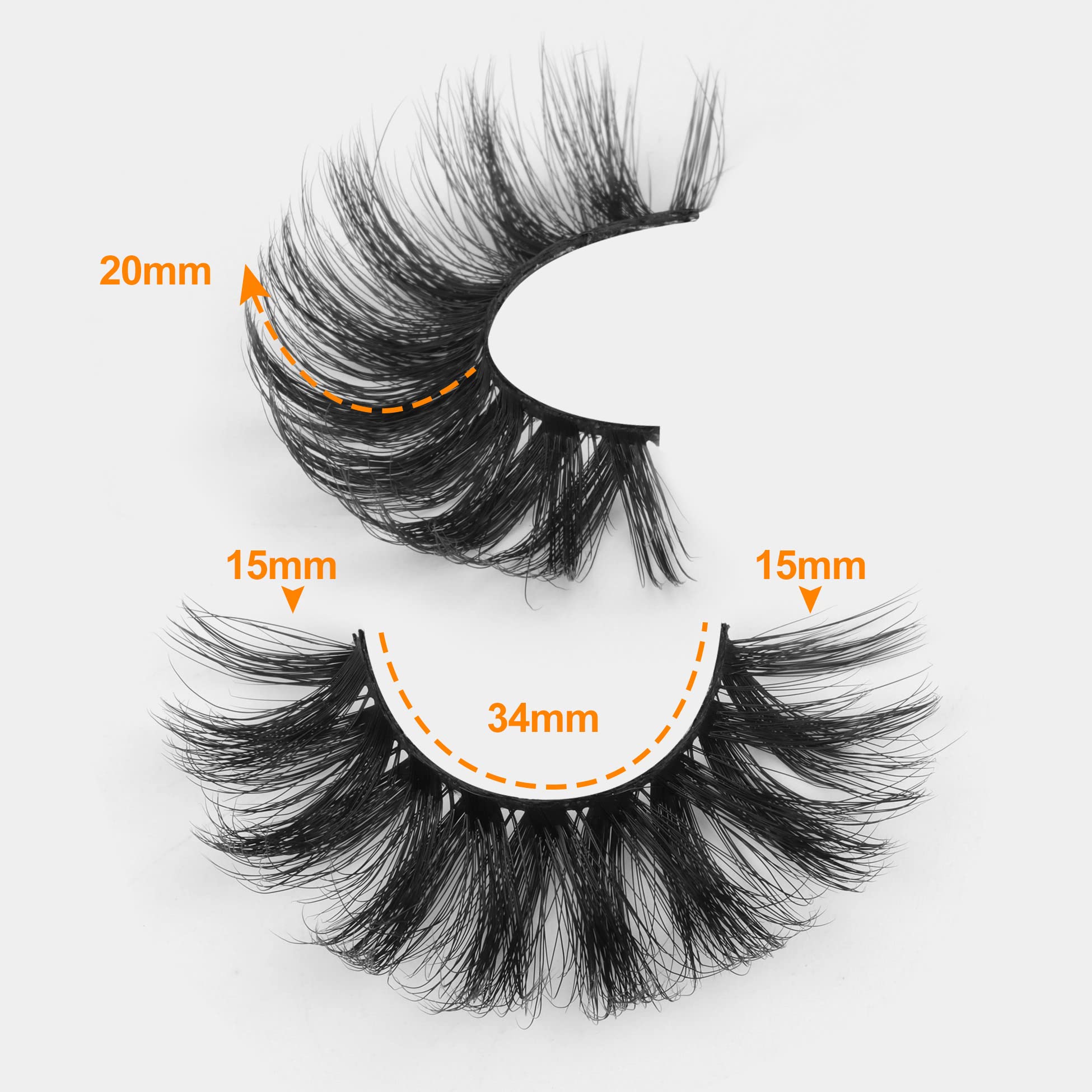 Eyelashes Dramatic Fluffy Mink Lashes Full of Volume 3D Effect Faux Mink Lashes 20MM D Curly Fake Eyelashes Wispy Lashes Pack 7 Pairs