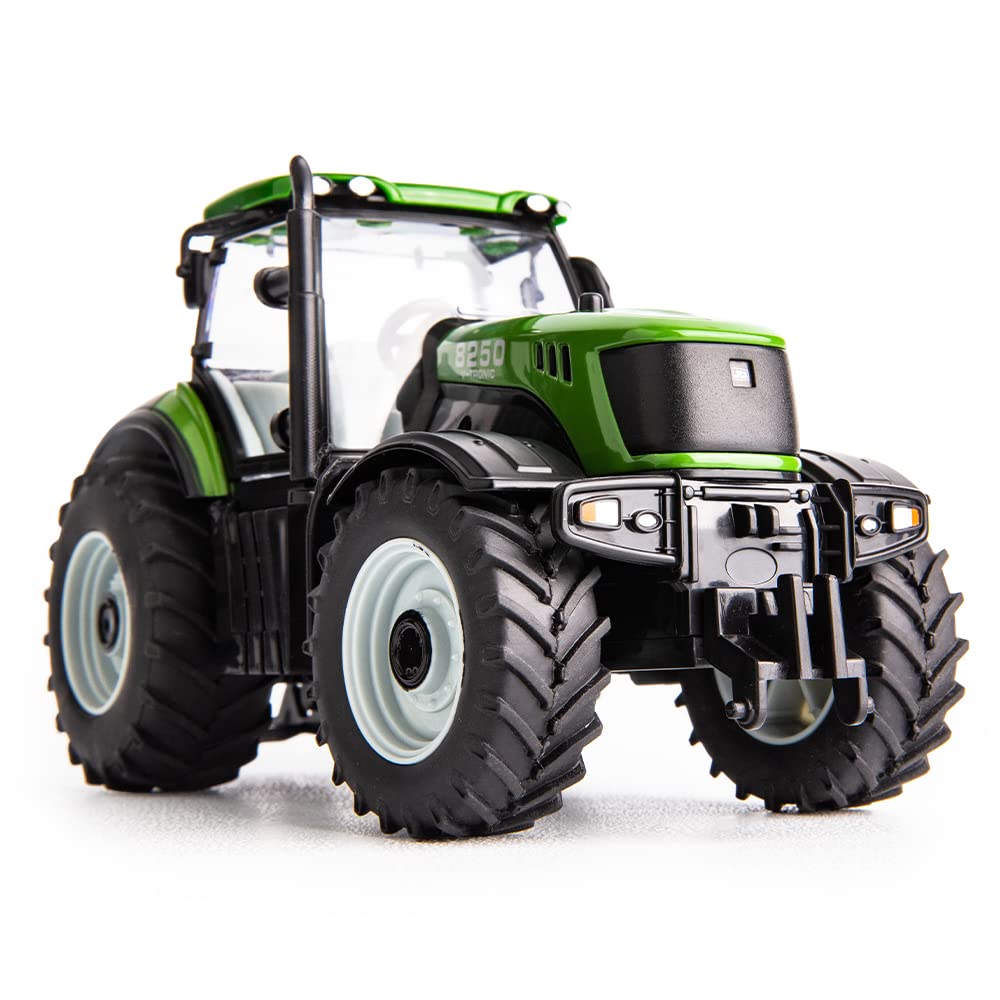 TGRCM-CZ 1:30 V-TRONIC 8250 Farm Tractor, Sound Toy Truck Tractor with Detachable Roof and Openable Engine Cover, Glide Forward Tractor Toys for Kids Boys Girls Outdoor Games, Green