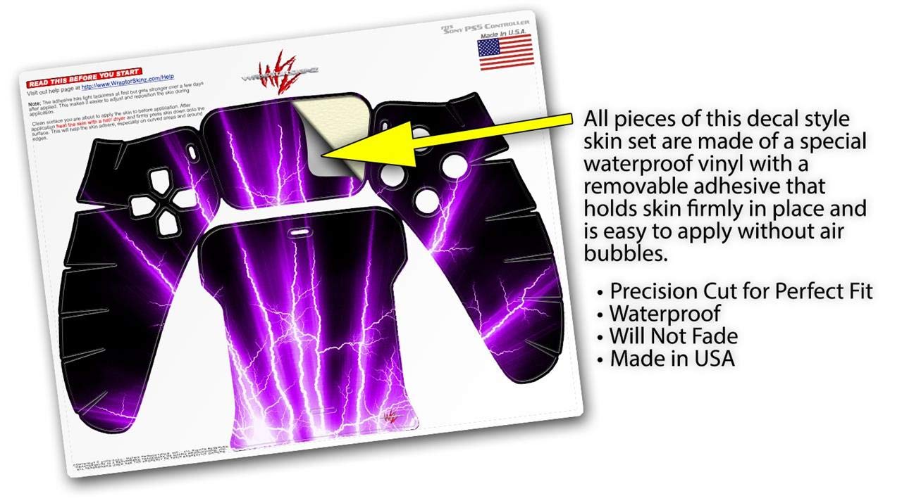WraptorSkinz Skin Wrap compatible with Sony PS5 DualSense Controller Lightning Purple (CONTROLLER NOT INCLUDED)