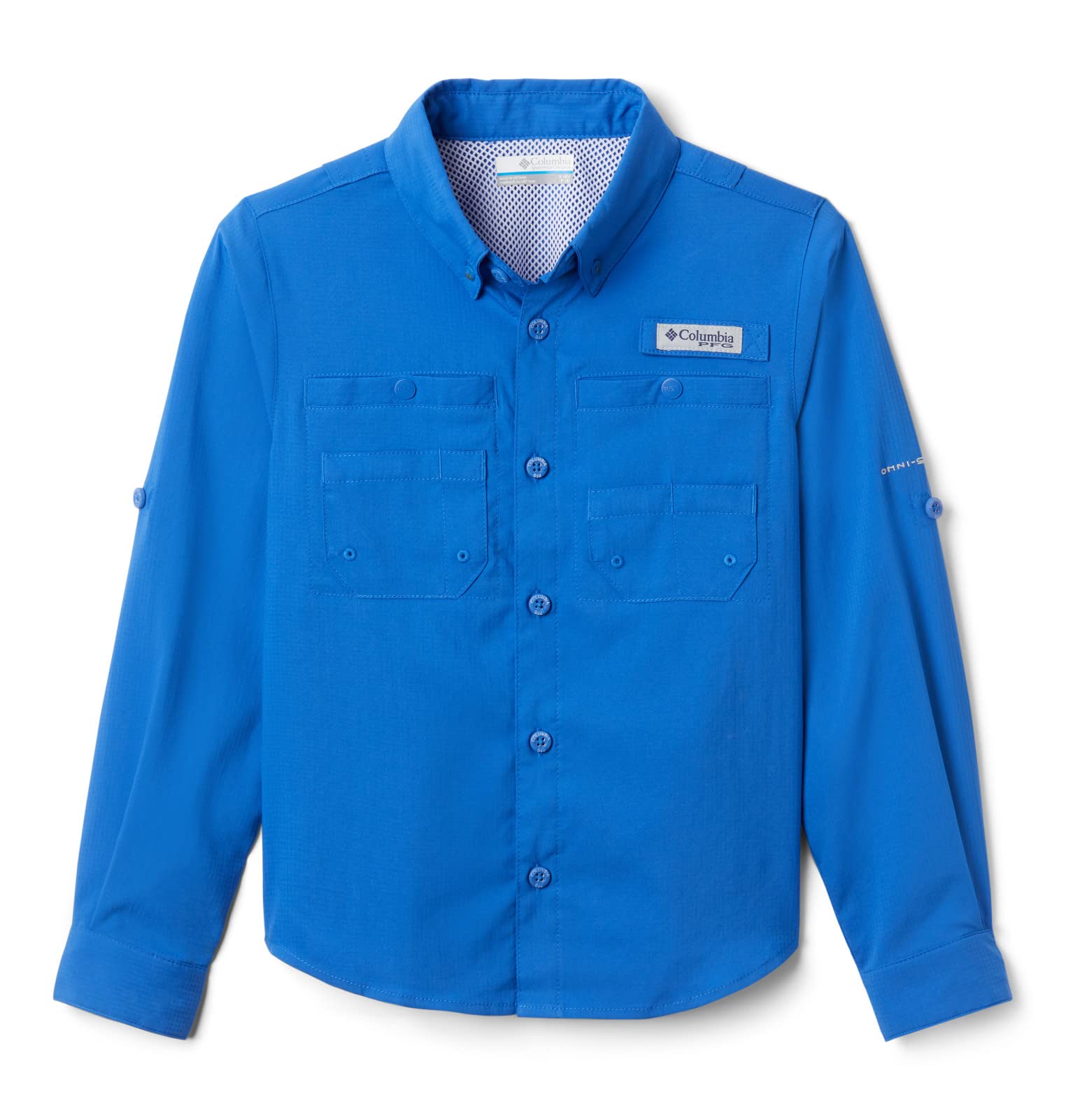 Columbia Youth Boys Tamiami Long Sleeve Shirt, Vivid Blue, Medium