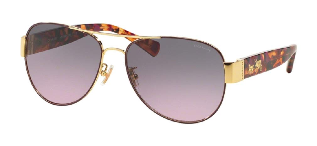 Coach HC7059 924890 58M Gold Purple/Purple Confetti/Grey Purple Gradient Aviator Sunglasses For Women+ BUNDLE with Designer iWear Eyewear Kit