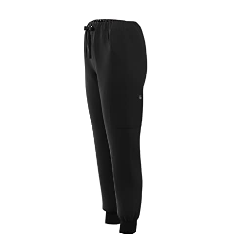 Stretch Rib Scrubs Jogger Pants - Pandamed Women Full Elastic Waistband Jogger Pants Drawstring Nursing Uniforms Pants PSP740 Black M
