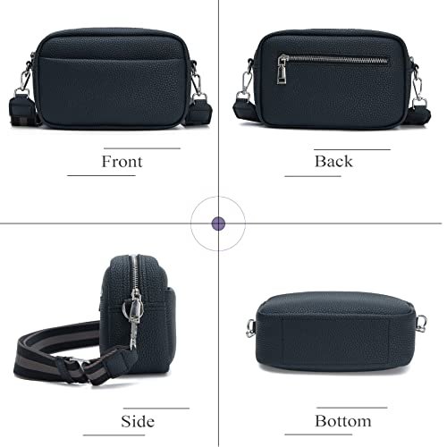 DIVCIDLC Small Crossbody Bag with Wide Guitar Strap Camera Purse Shoulder Handbag Satchel, Black