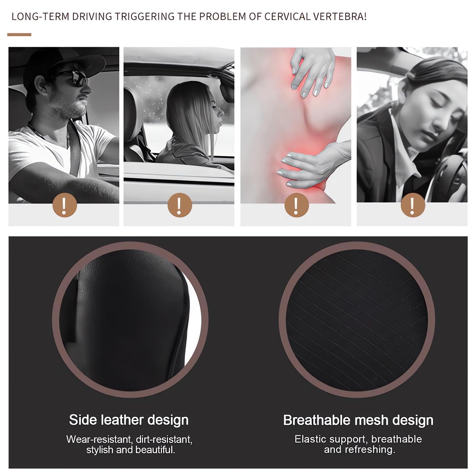 Car Seat Headrest Neck Rest Cushions - 2023 New Ergonomic 3D Memory Foam Car Neck Pillow with Removable Cover, Car Neck & Head Support Rest Pillow, Head Rest for Office Chair Neck Support (Black)