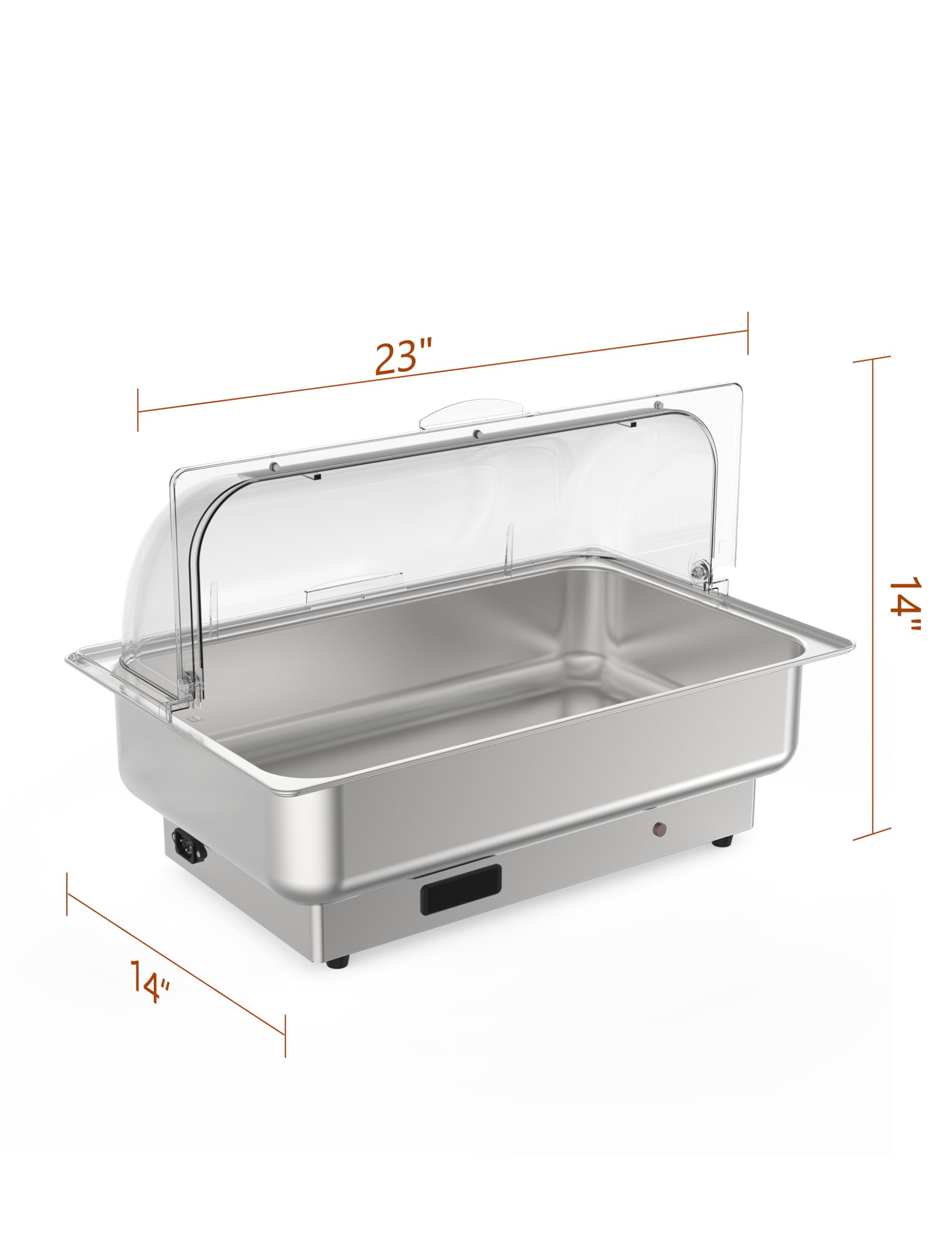 Takywep Rectangular Chafing Dish Electric Buffet Set with Temperature Control, 2 x 4.5QT Half-Size Stainless Steel Food Servers and Warmers with Transparent Lid for Catering Wedding and Parties
