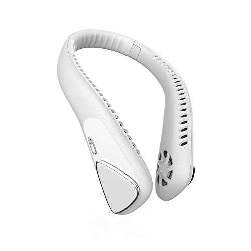 Jialexin Personal Neck Fan, Neck Fans Portable Rechargable 6000mAh Battery Operated Wearable Bladeless Neck Fan-3 Speeds (White)