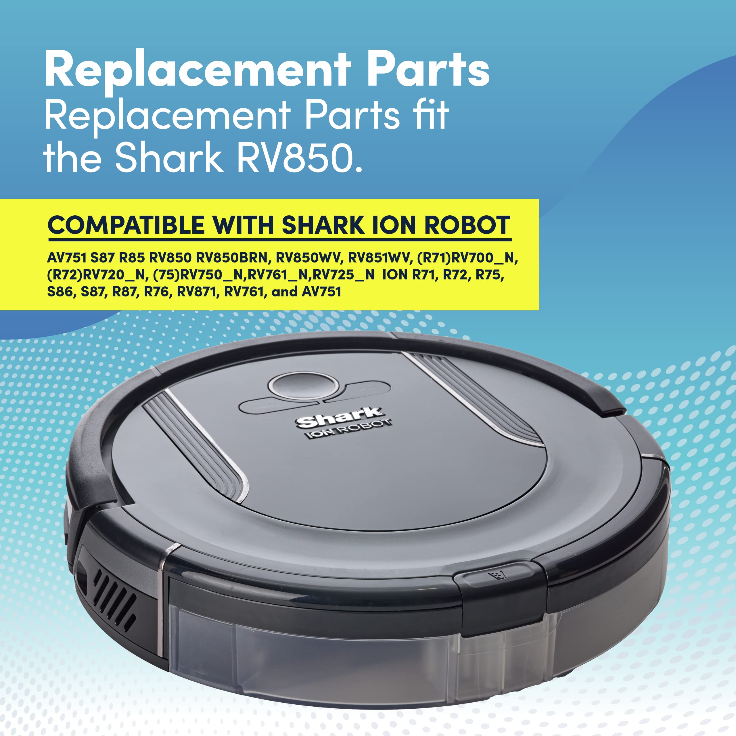 Veva Filter for Shark Ion – Shark Vacuum Filter Replacement for AV751, R85, RV850, RV851WV, R71, R72, R75, S86, S87, R87, R76, RV871, and RV761-2 HEPA Filters, 1 Main Brush & 6 Side Brushes