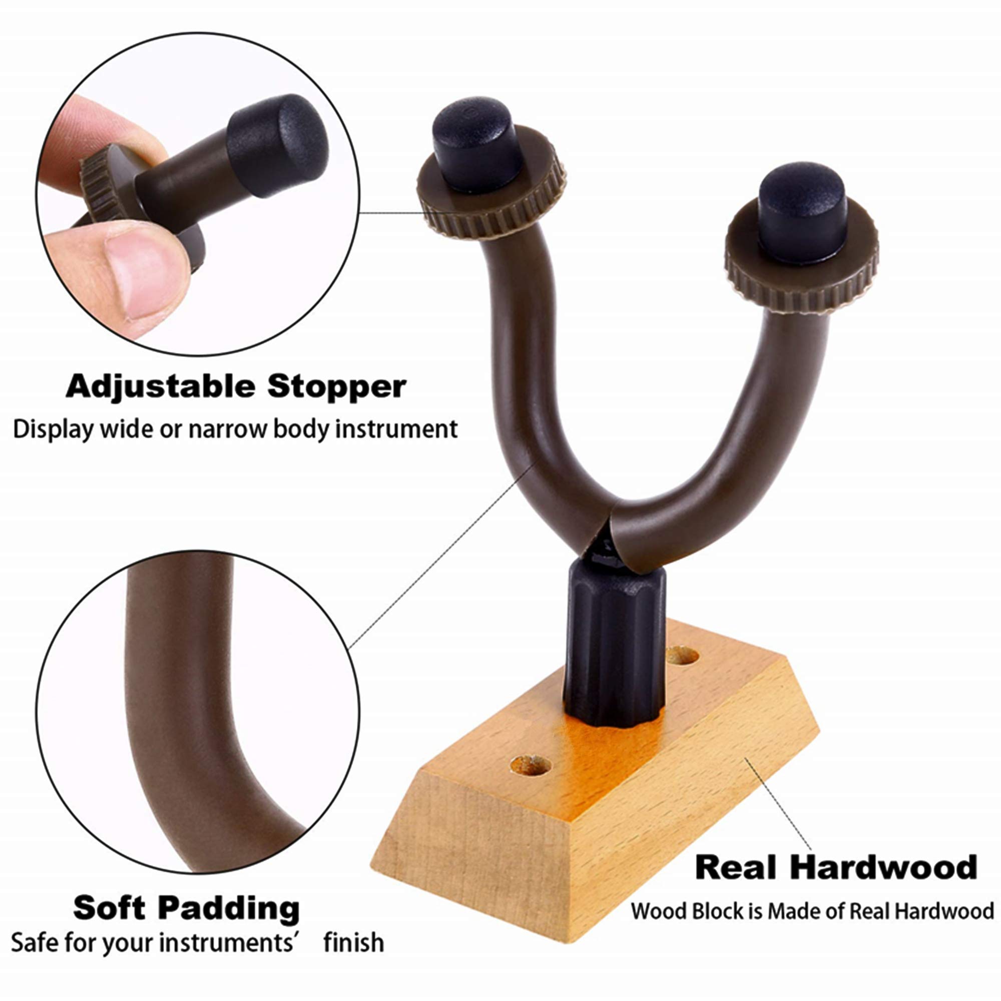 CC CAIHONG Guitar Hanger Wall Mount 6 Pack, Hardwood Guitar Wall Hangers Hooks Holder Stand Display with Screws - Easy to Install - Fits Guitars, Bass, Mandolin, Banjo