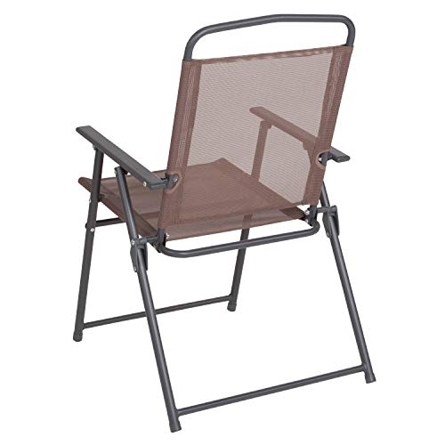 Flash Furniture Nantucket 6-Piece Patio Dining Set with Glass Table, 4 Folding Chairs, and Umbrella, Outdoor Patio Table, Chairs, and Umbrella Set, Black