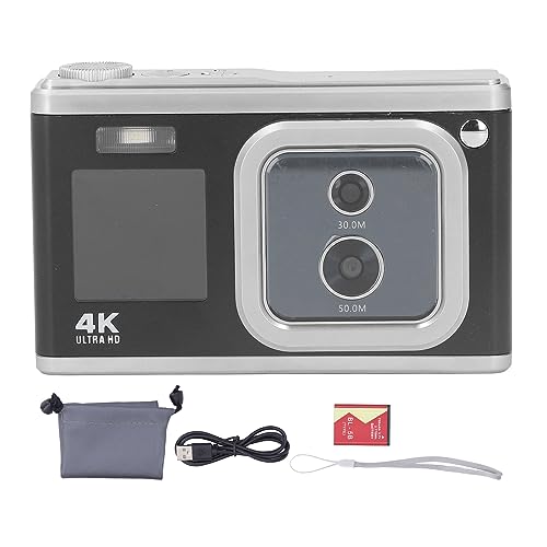 Digital Camera, Compact Digital Camera 50MP and 30MP 2 IPS Screen for Home (Black)