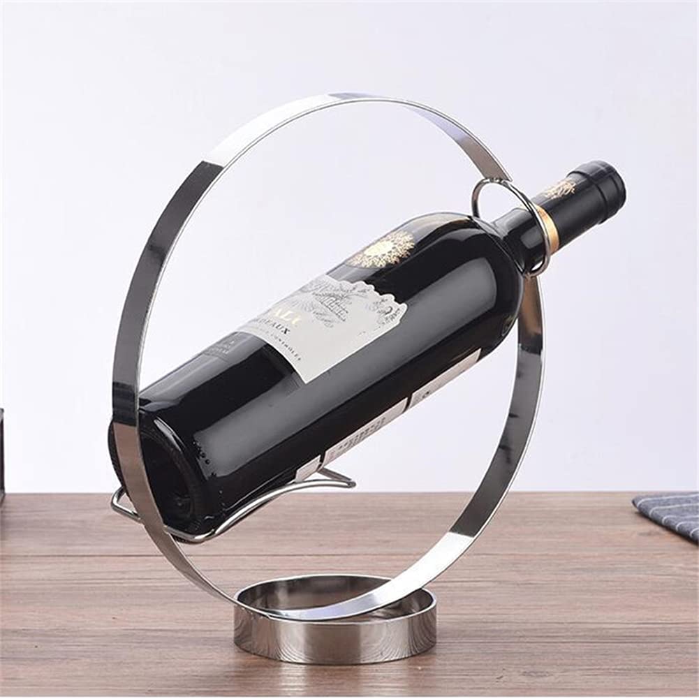 CINGHI LUSSO Bottle Holder Modern Simple Golden Circle Metal Wine Rack Art Ornaments Wine Holder Storage with No Assembly Required