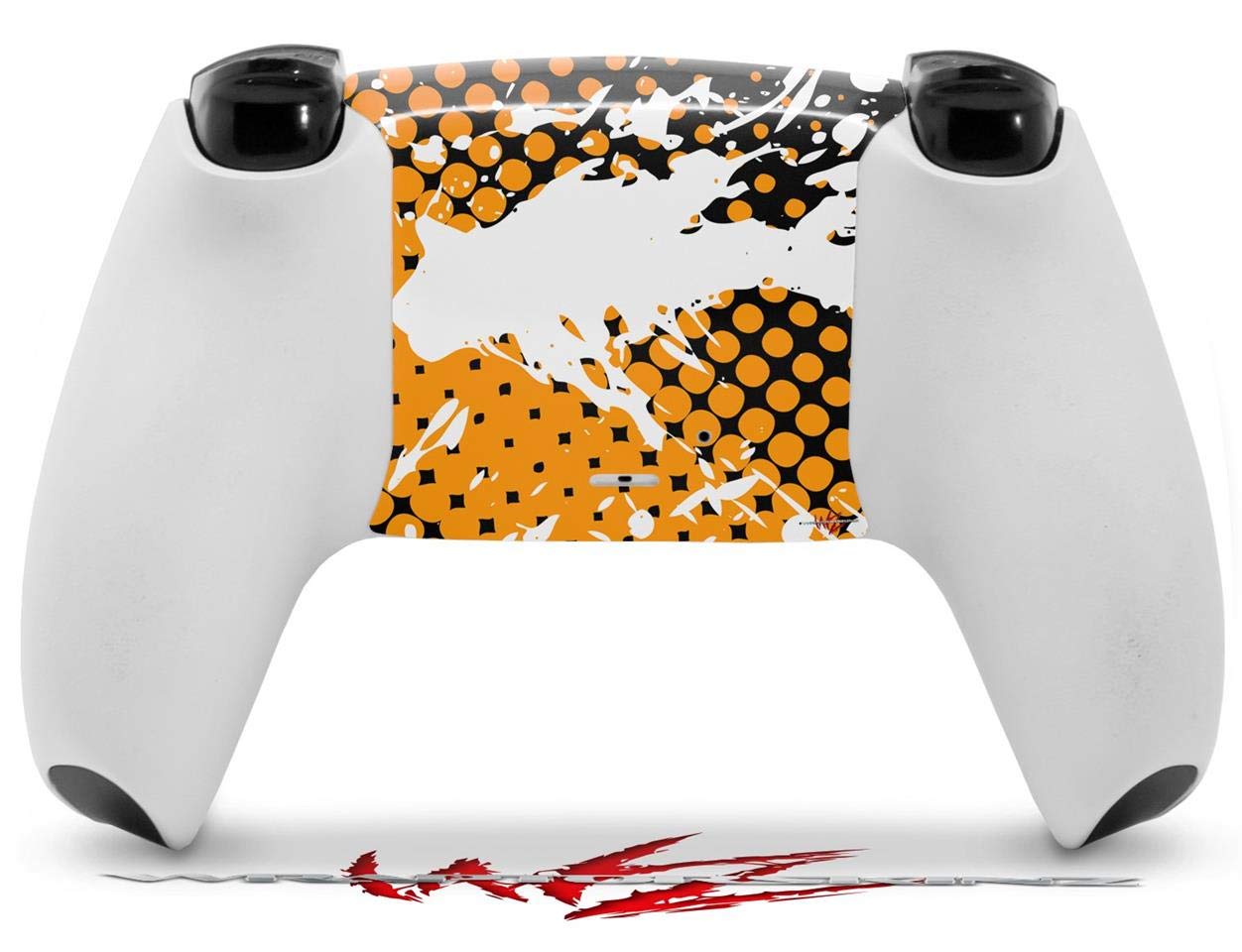 WraptorSkinz Skin Wrap compatible with Sony PS5 DualSense Controller Halftone Splatter White Orange (CONTROLLER NOT INCLUDED)