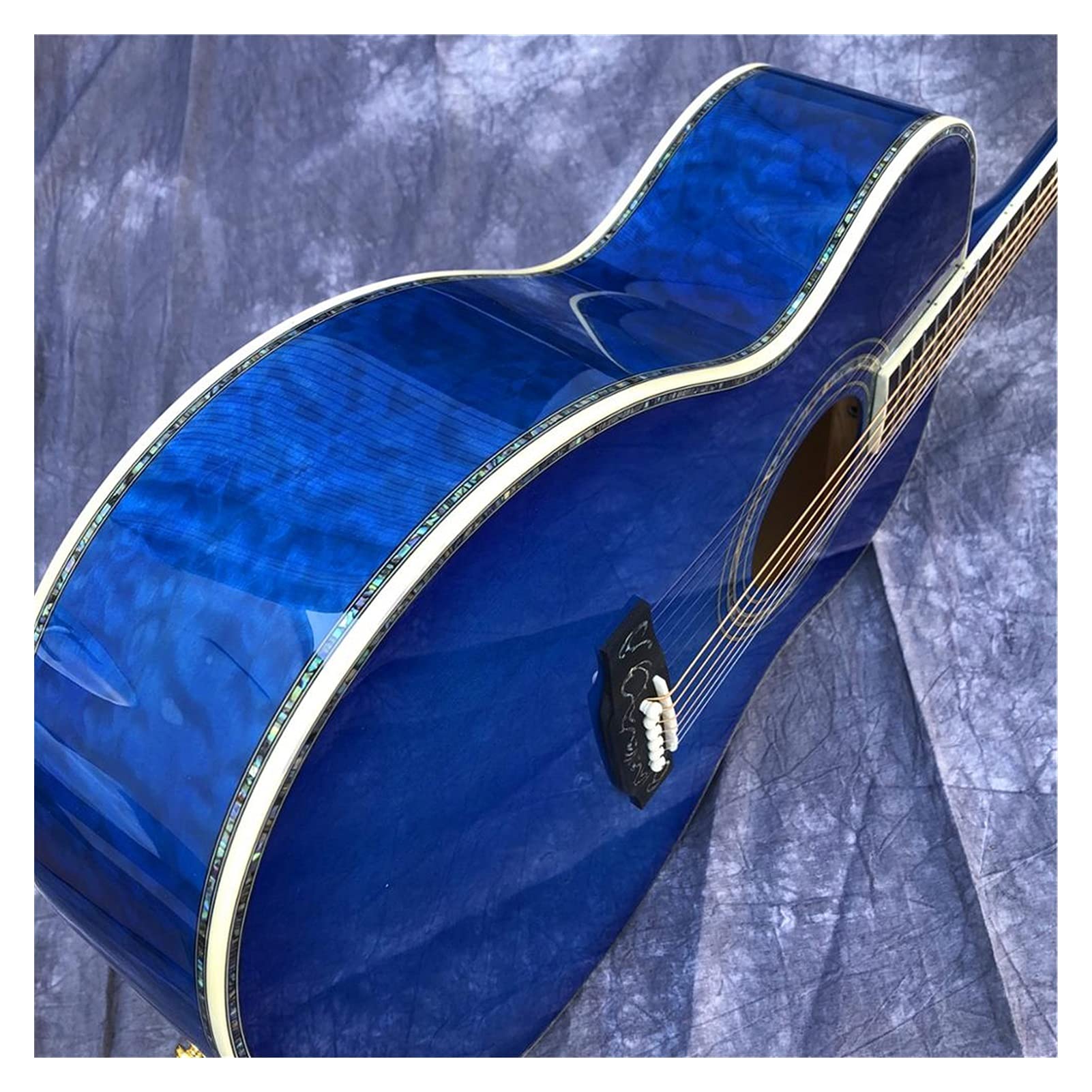 CJWSLYT Guitar Solid Spruce Top Style Acoustic Guitar, Ebony Fingerboard Blue Burst Maple Back and Sides Acoustic Guitar Electric Guitar (Color : Guitar, Size : 41 inches)