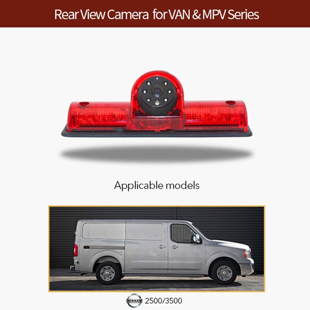 Car Third Roof top Mount Brake lamp Camera Brake Light Replacement Rear View Backup Camera for Transporter Nissan NV1500/NV2500/NV3500 2009-2019