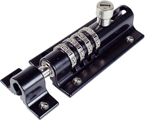 Combi-Bolt CB2000-BLK 4-Dial Combination Sliding Bolt Lock with Black Finish, Child-Proof Your Home and Secure Your Home, Easy to Install