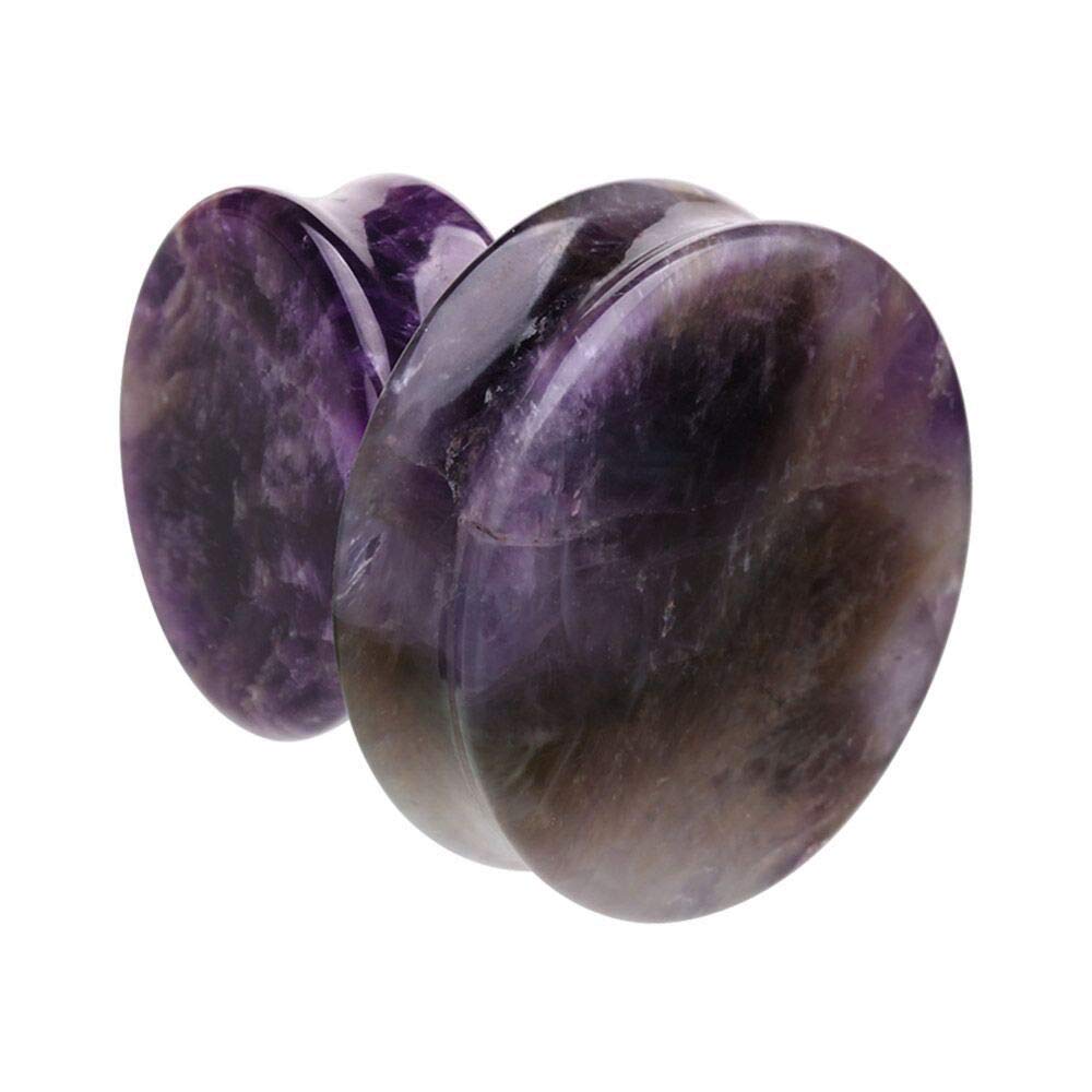 Covet Jewelry Supersize Amethyst Natural Stone Double Flared Ear Gauge Plug (1-1/4" (32mm))