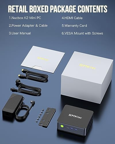 GMKtec Gaming Mini PC Windows 11 Pro AMD Ryzen 7 7735HS Mini Computer up to 4.75GHz 32GB DDR5 RAM 1TB Hard Drive PCIe SSD AMD Radeon 680M, 2 x HDMI, 1x USB4, 4X USB Ports, WiFi 6, BT5.2 Nucbox K2