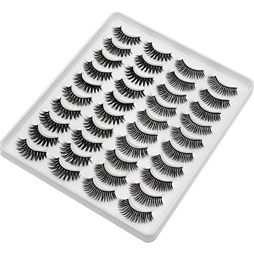 CINLITEK 3D Handmade Mink Lashes 20 Pairs 2 Styles Mixed False Eyelashes/Lashes Pack, Natural and Dramatic Look Lashes Makeup Fake Eyelashes(20CK03)