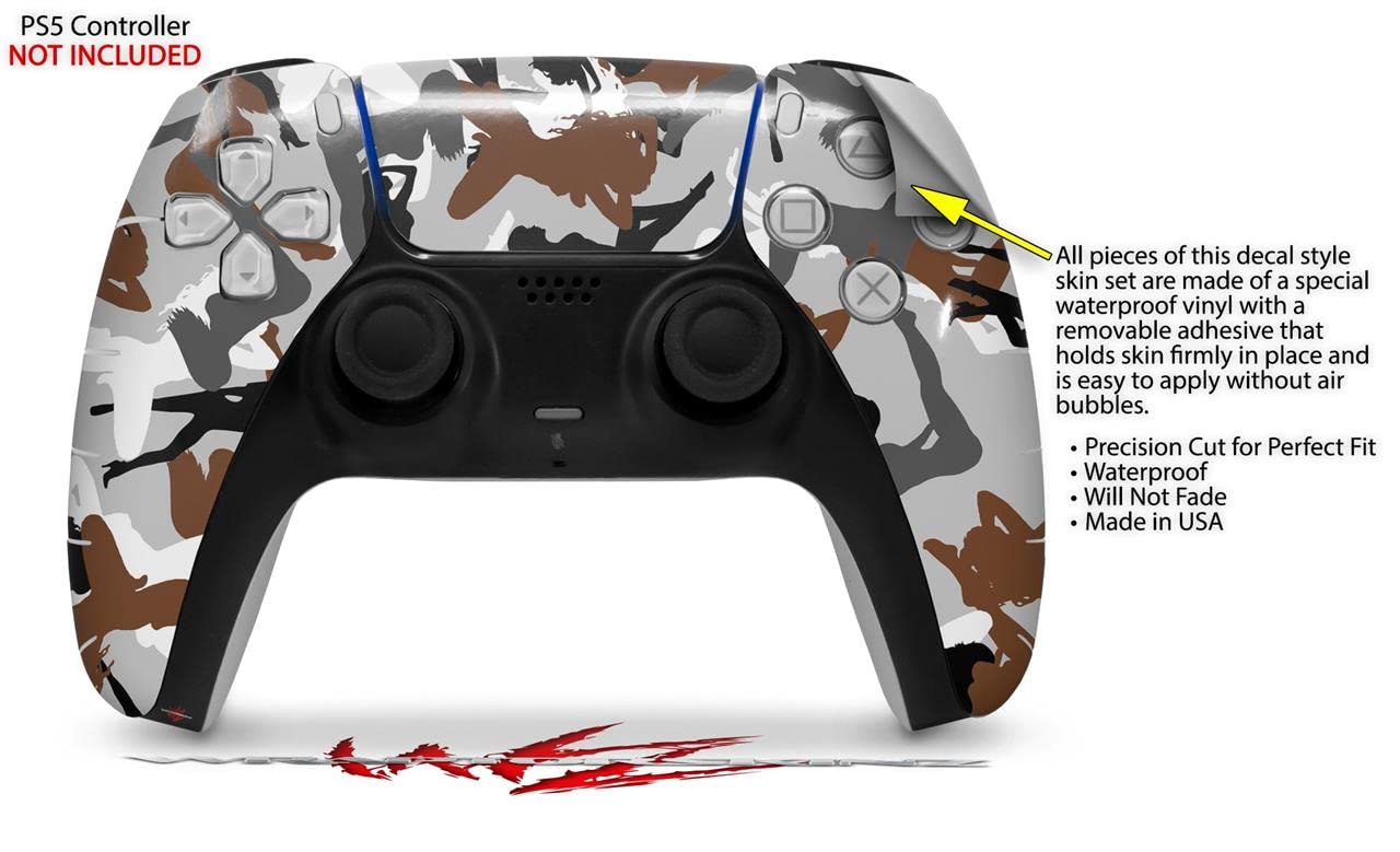WraptorSkinz Skin Wrap compatible with Sony PS5 DualSense Controller Sexy Girl Silhouette Camo Brown (CONTROLLER NOT INCLUDED)