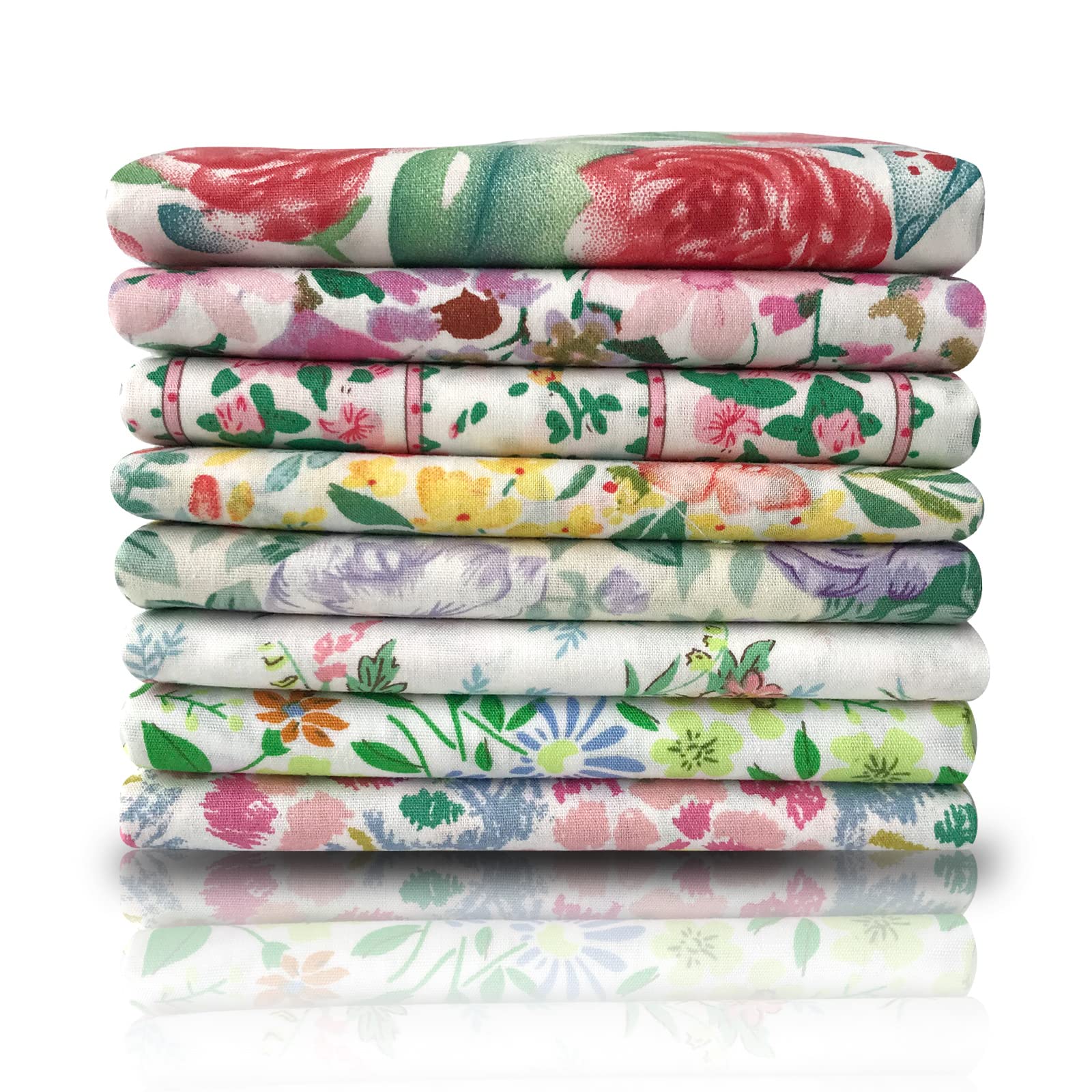 Mililanyo 8pcs 18 x 22inches (46x56cm) Floral Cotton Fabric Small Flower Pattern Pre-Cut Quilt Squares Fat Quarters Fabric Bundles for Sewing and Quilting