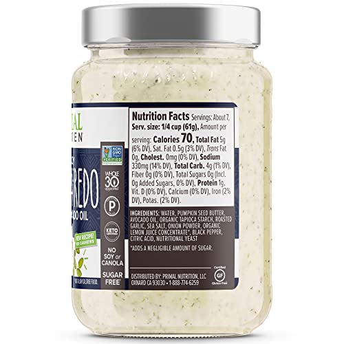 Primal Kitchen No Dairy Alfredo Sauce Two-Pack, Keto Certified and Certified Paleo, Includes 1 Traditional and 1 Garlic Alfredo Sauce