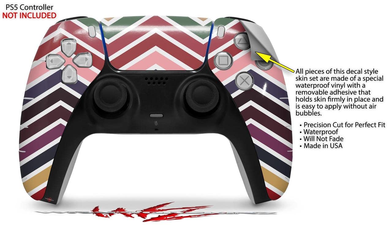WraptorSkinz Skin Wrap compatible with Sony PS5 DualSense Controller Zig Zag Colors 02 (CONTROLLER NOT INCLUDED)