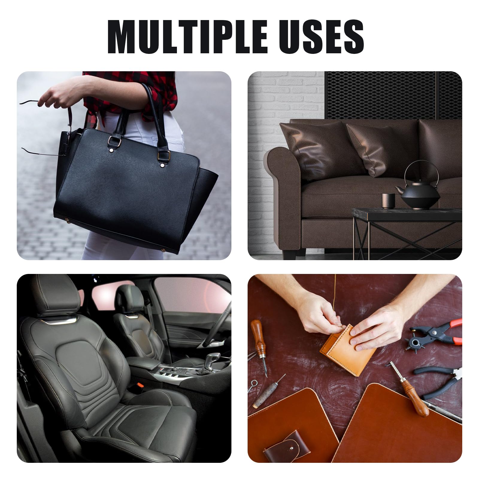 Faux Leather Fabric, 54"x36" Thick Durable Synthetic Upholstery Leather Vinyl, Soft Smooth Waterproof, Durable,Replacement Renovate for Wallets, DIY Projects, Furniture, Car Seats 1 Yard-Black