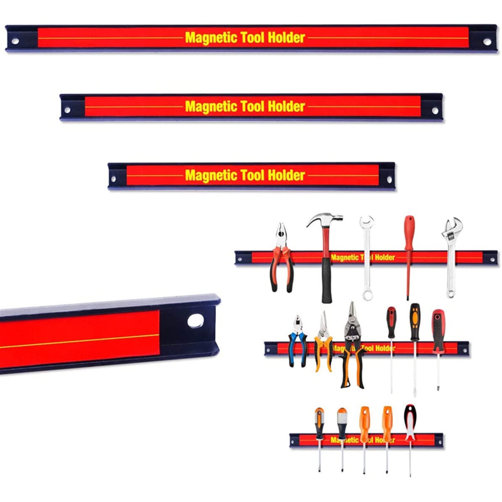 full of happiness Magnetic Tool Holder, Heavy-Duty Magnet Tool Bar Strip Rack, Space-Saving Strong Metal Organizer Storage Rack for Wrench (Color : 8 inch)