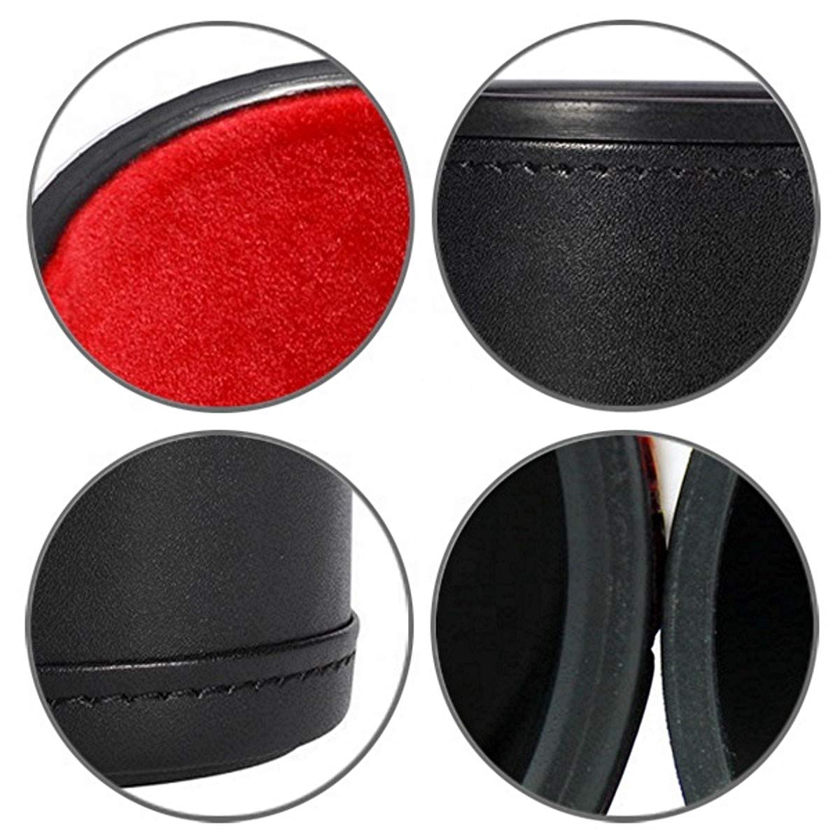 Cyber-Deals Set of Dice Cup Black PU Leather w/Plush Red Felt Lined + Spanish Poker Dice Ivory Tone (Gift Boxed)