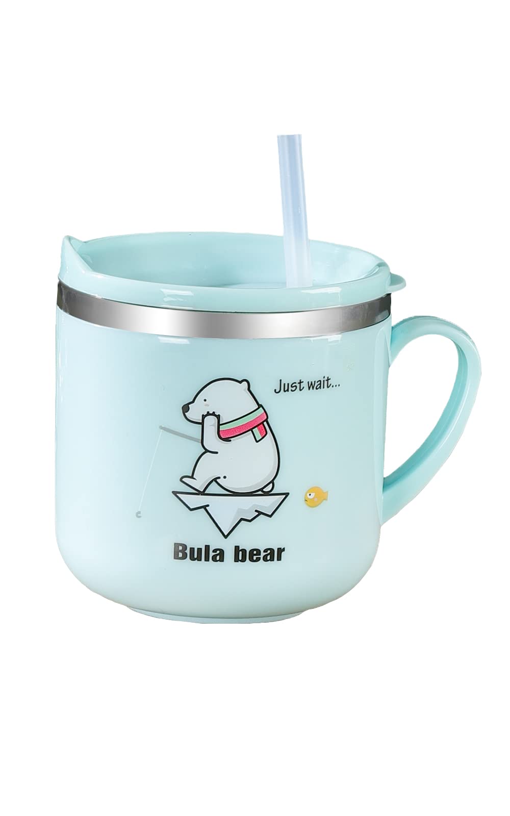 SIMPHONY Stainless Steel Toddler Cups for Kids (EASY to Clean),Baby Mug for Milk,BPA Free Lids & Reusable Silicone Straws, 9.5oz (Blue)