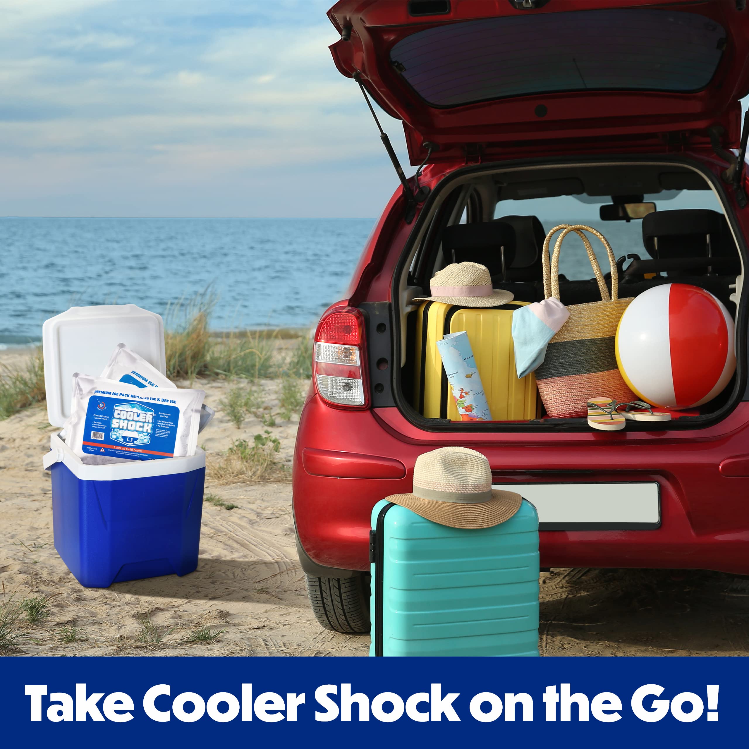 Cooler Shock Ice Packs for Cooler - Large Cooler Ice Packs for Camping Coolers & Backpack Coolers - Durable Iron-Seal Design - 10" x 14", Pack of 3