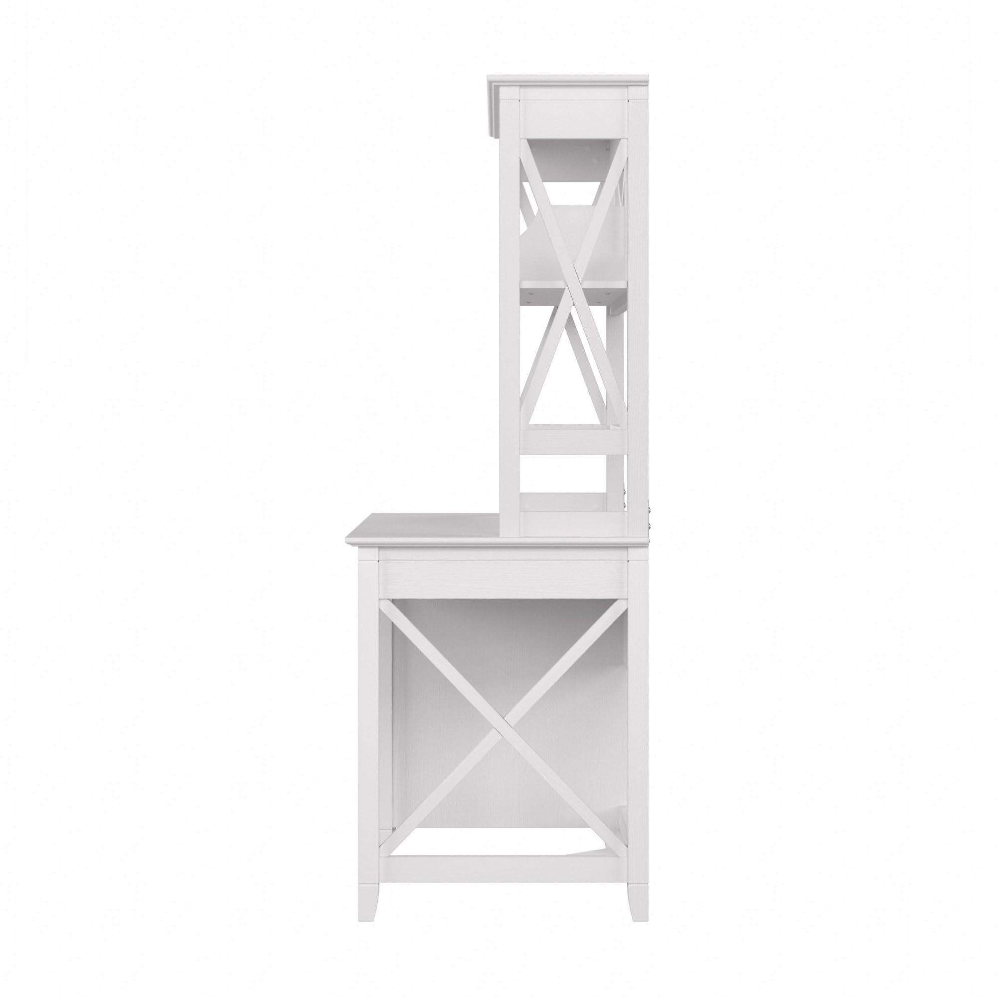 Bush Furniture Key West 48-inch Computer Desk with Hutch, Pure White Oak (KWD248WT-03)