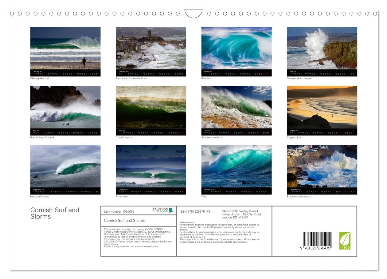 Cornish Surf and Storms (Wall Calendar 2024 DIN A3 Landscape), CALVENDO 12 Month Wall Calendar