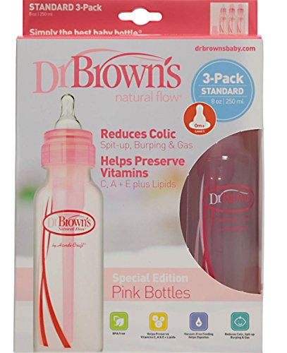 Dr Browns Natural Flow Standard PINK 8oz Bottle- 3 Pack