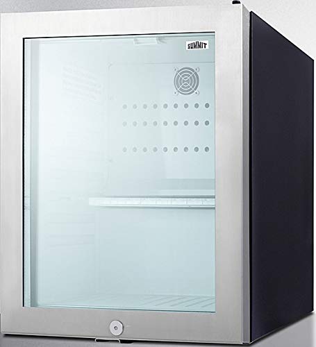 Summit Appliance MB13GST Compact Minibar with Glass Door, Seamless Stainless Steel Trim, Digital Controls, Automatic Defrost, Interior LED Light, Front Lock and Black Cabinet