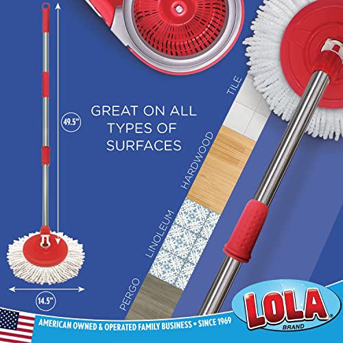 The Revolution Microfiber Spin Mop System | Hardwood, Tile, Marble, and Laminate Floor Cleaner | Wet and Dry Usage | 360° Spinning Action | Machine Washable,Red