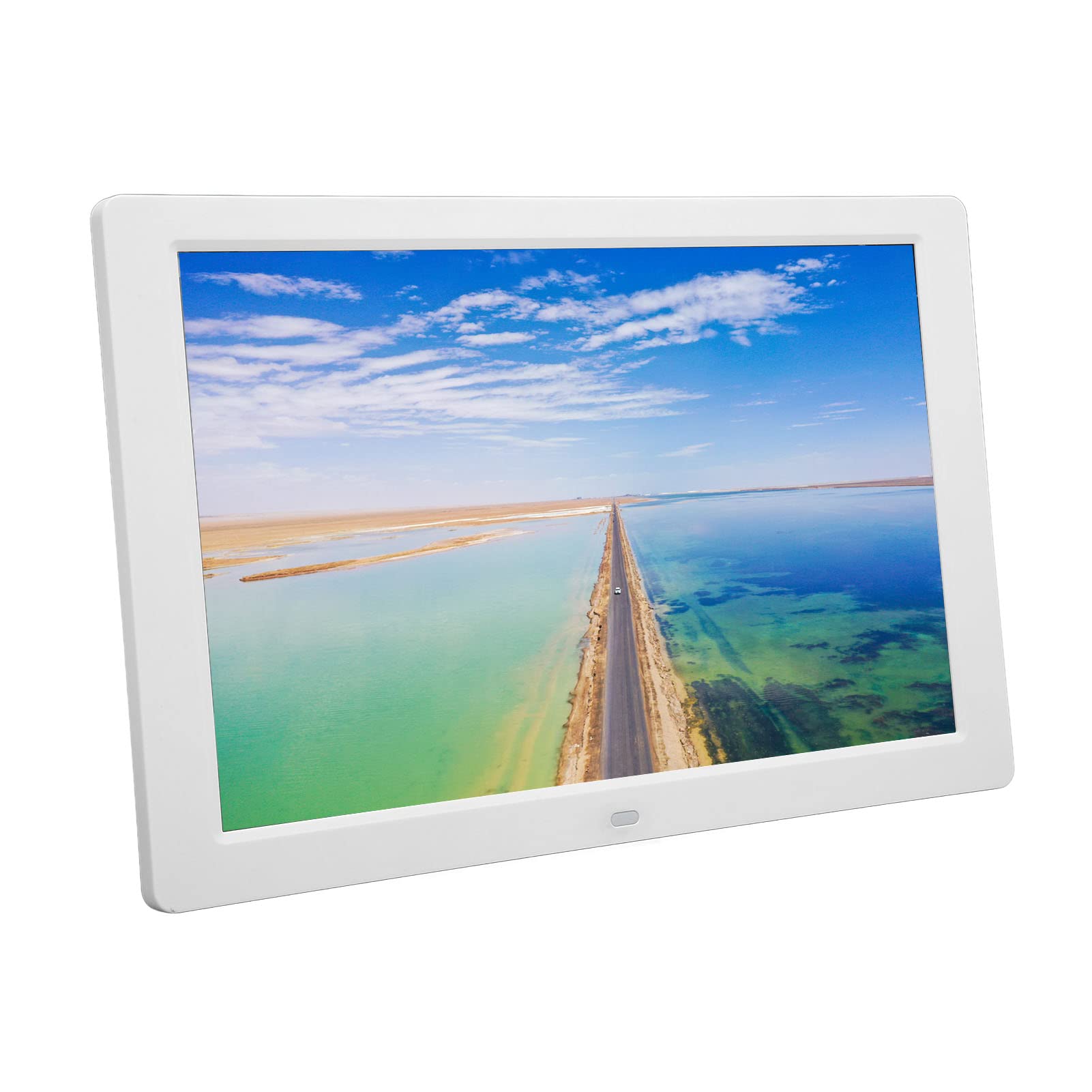Digital Photo Frame, White Plug and Play Built in Speaker LCD Display Electronic Photo Album 1280x800 100β240V for Musics for Videos (US Plug)