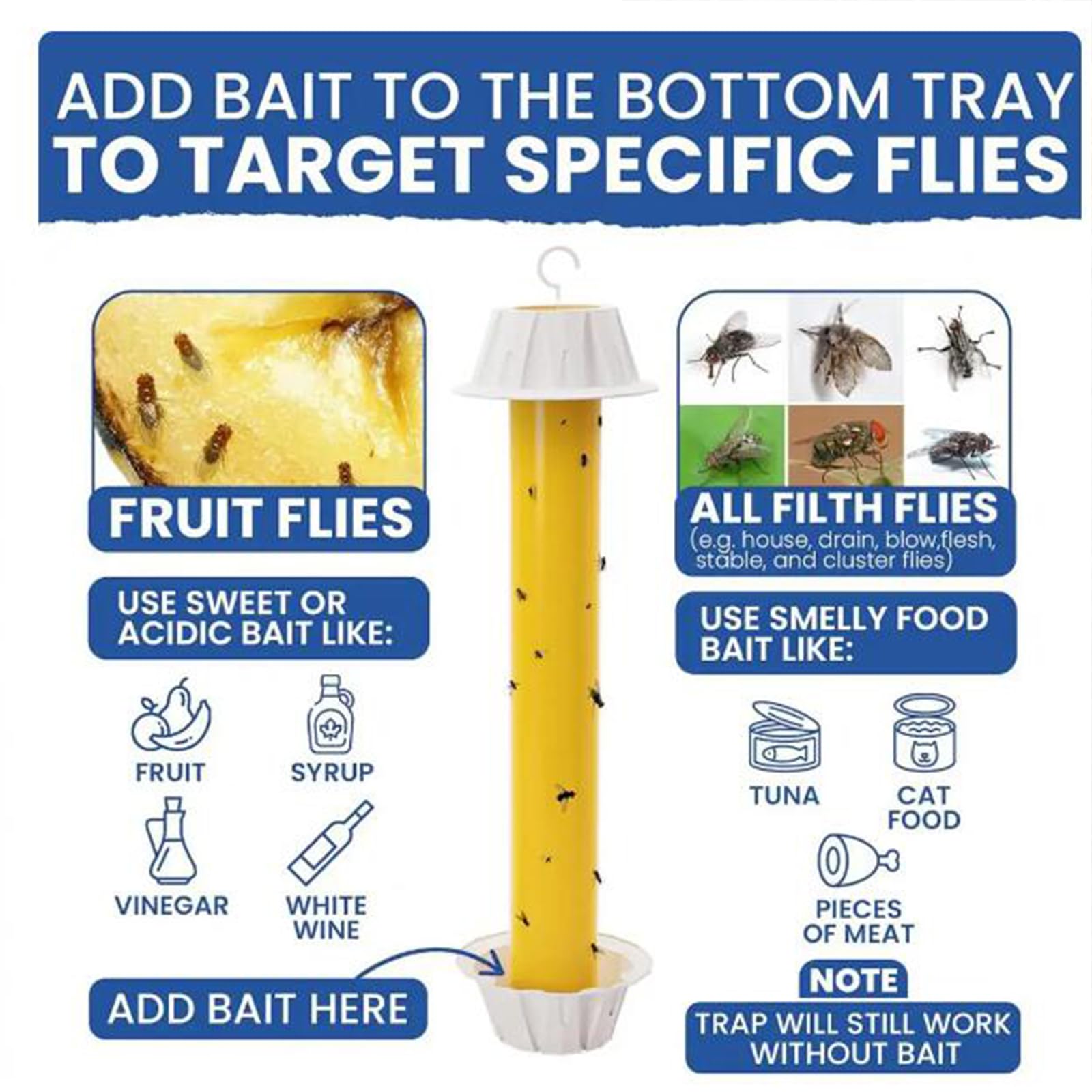Fly Stick Sticky Fly Traps for Indoors and Outdoor Wasp Traps - Effective Pest Control 4 Pack